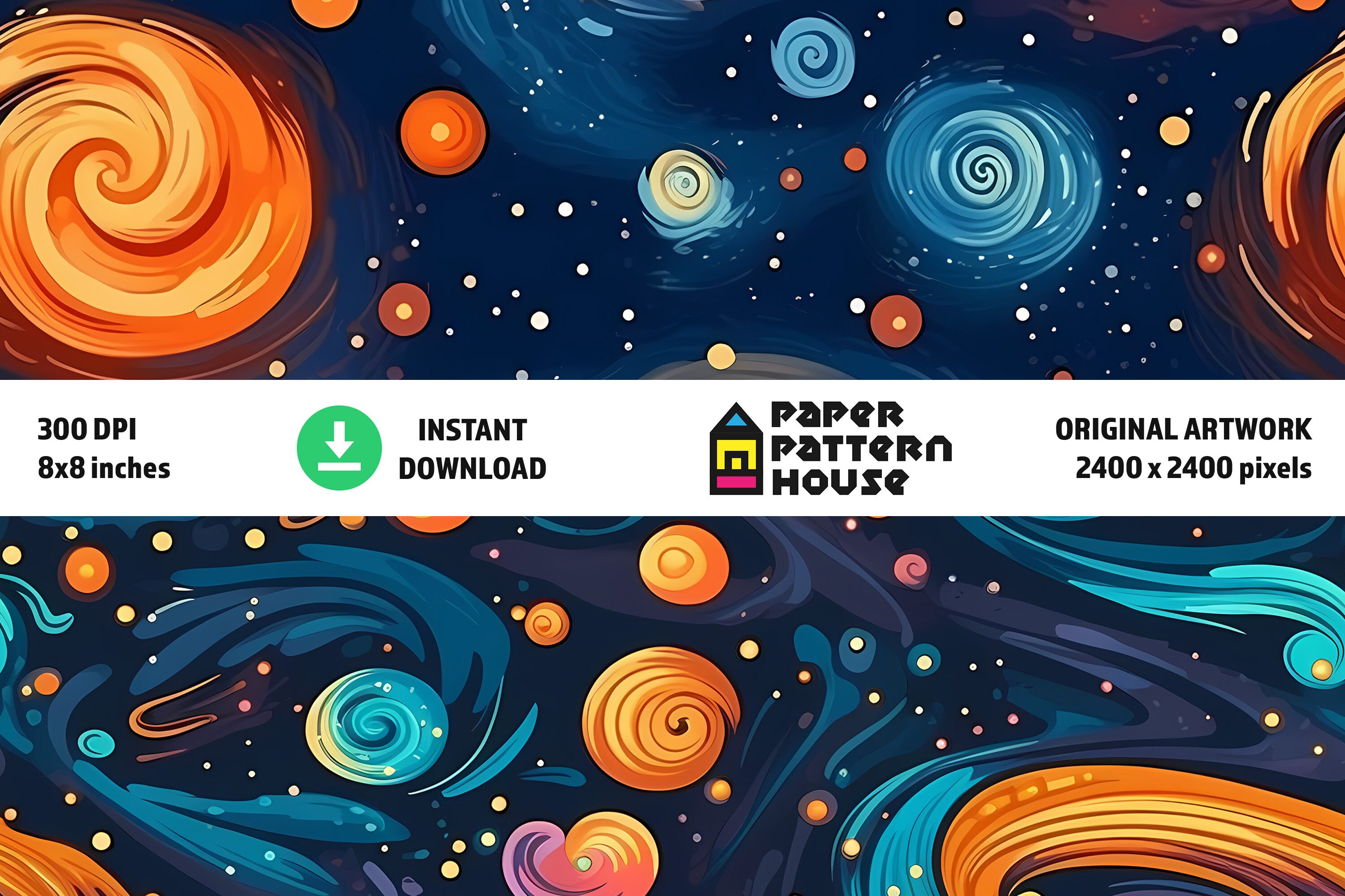 Galaxy Digital Art Paper Set, Seamless Textures, Cosmic Space Patterns ...