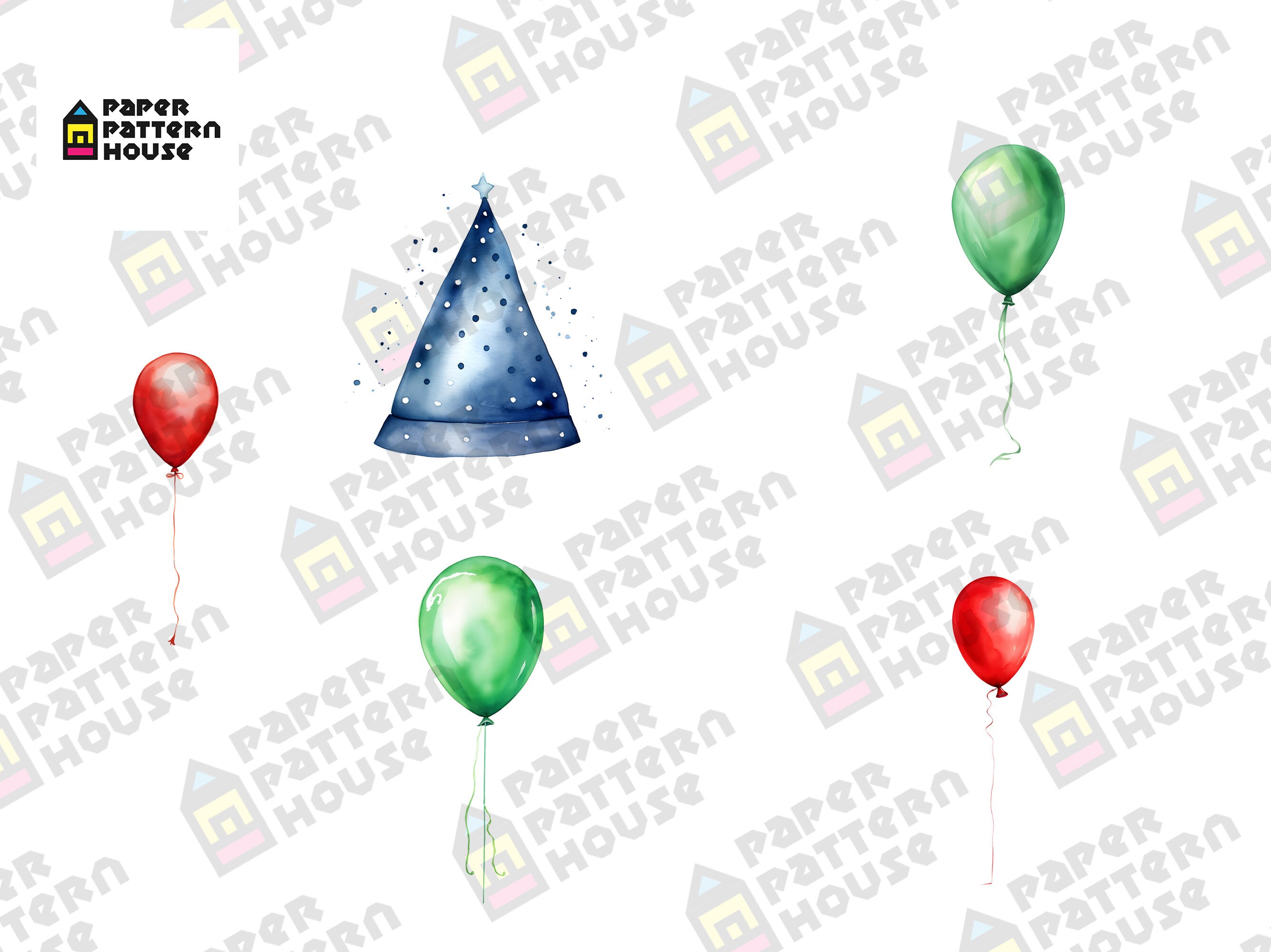 Birthday Party Clipart Bundle, Watercolor Clipart, Digital Balloons ...