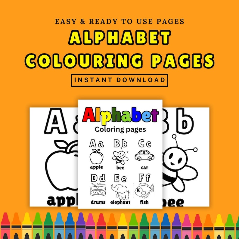 Alphabet Coloring Pages for Kids Printable Letter Coloring Sheets With ...