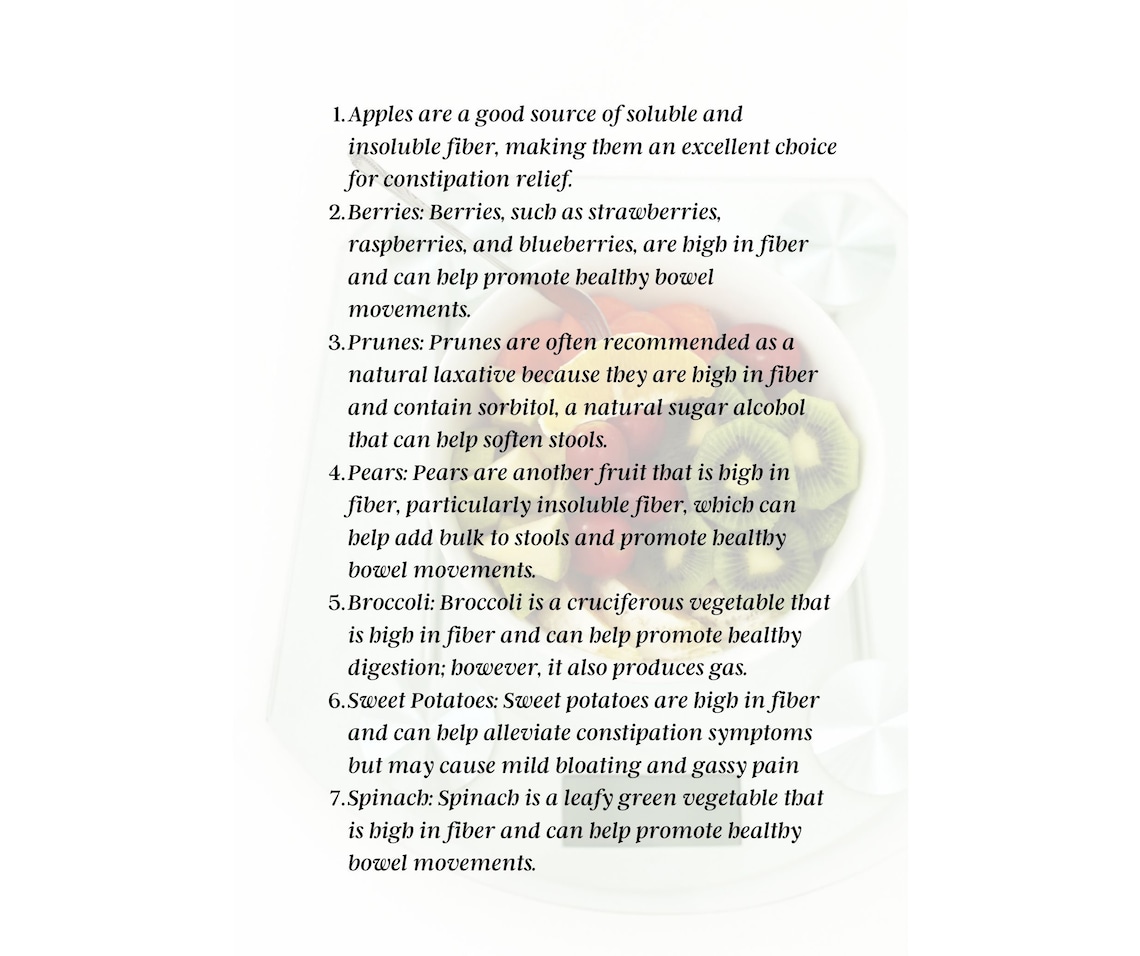 Diet Tables Printable Nutrient and Calorie Info for Constipation Meal ...