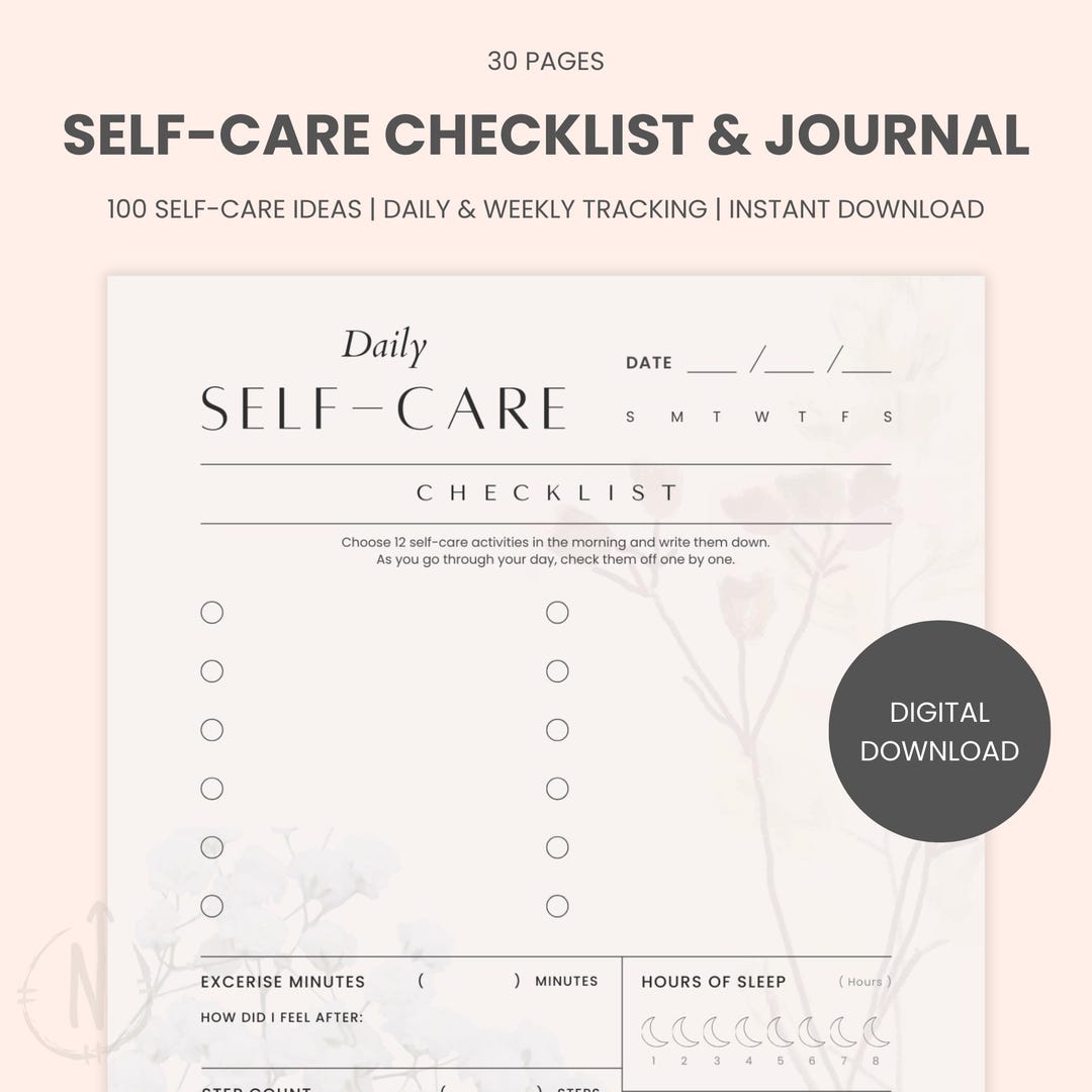 Self Care Checklist Printable | Daily & Weekly Planner | Wellness ...