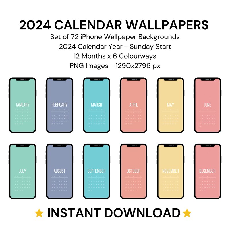 2024 Monthly iPhone Calendar Wallpaper iPhone Background 2024 Calendar ...