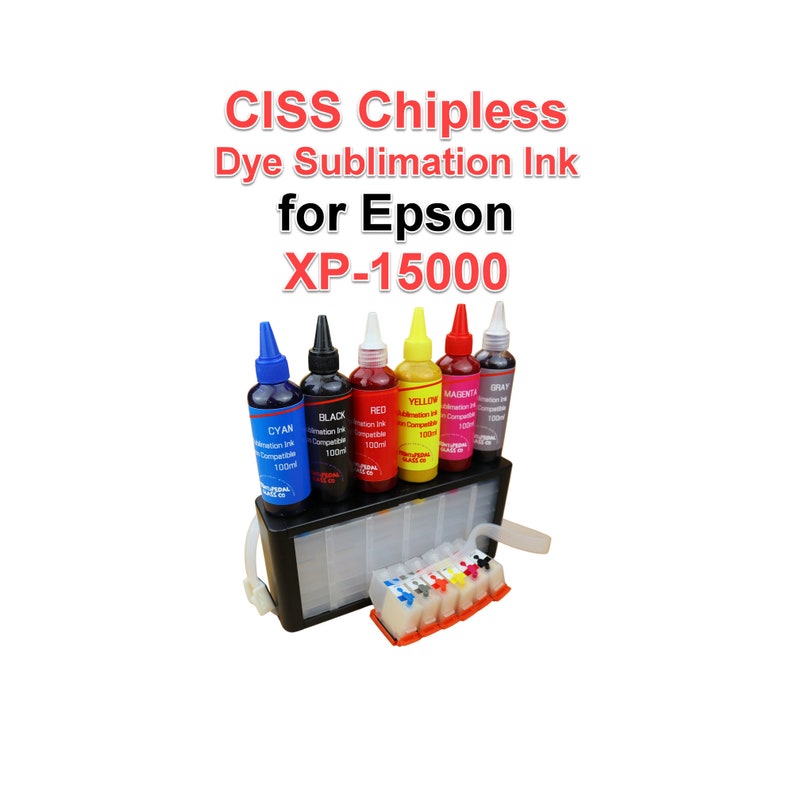 Chipless Ciss Refillable Ink Tanks 6 100ml Bottles Dye Sublimation Ink ...