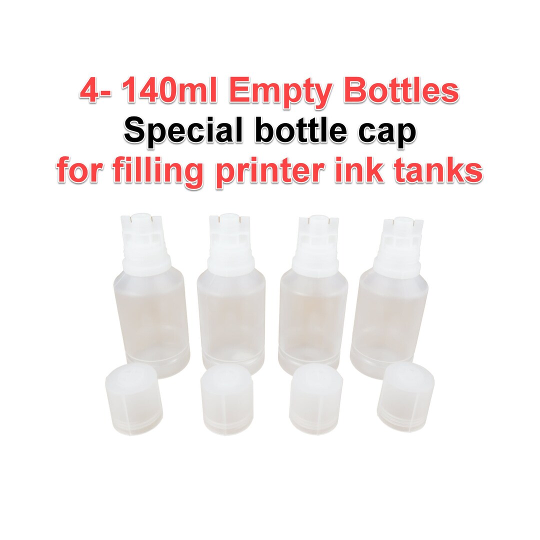 4 140ml Empty Bottles With Special Cap for Filling Epson Printer's Ink ...
