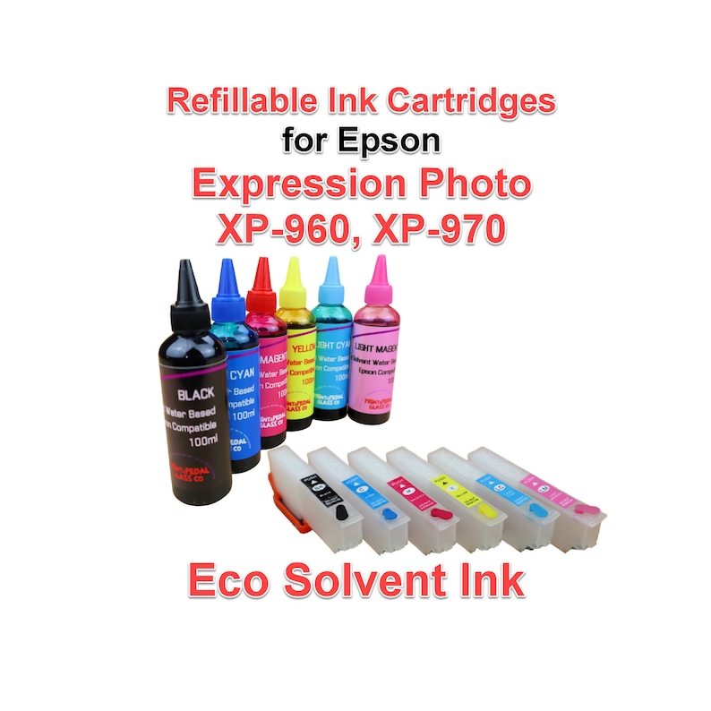 Water Based Eco Solvent Ink 6 Bottles 100ml 6 Refillable Ink - Etsy