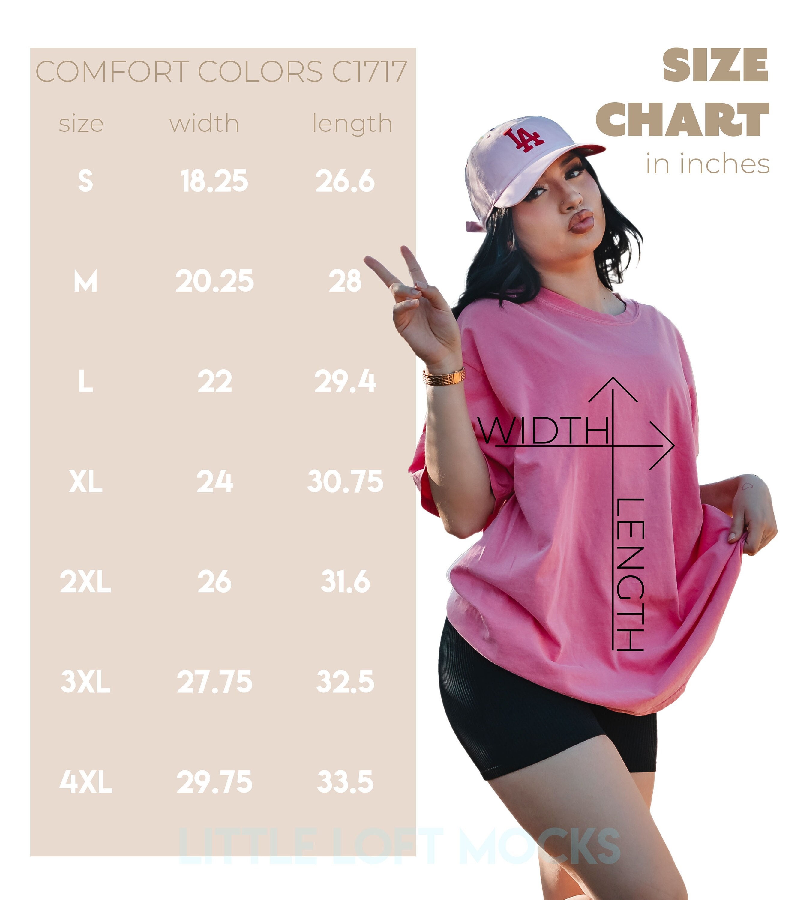 Comfort Colors C1717 Size Chart, Comfort Colors Mock Up, Size Chart ...