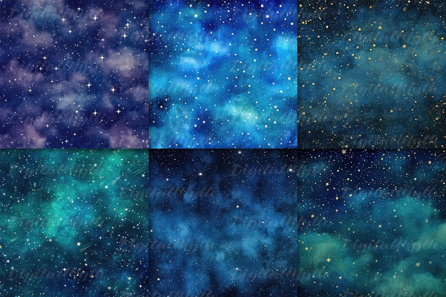 Starry Night Sky Digital Papers JPG, Star Patterns, Galaxy Texture ...