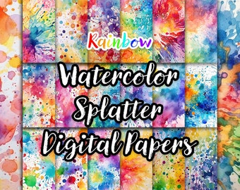 100 Colors Digital Papers: Paint Splatter 7 With Transparent - Etsy