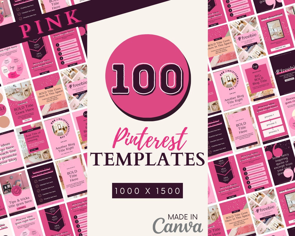 PINK Pinterest Pin Templates for Canva | Pins for Pinterest Marketing ...