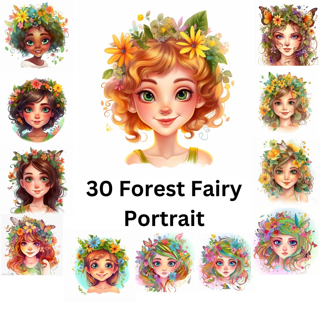 Forest Fairy Clip Art Bundle, Nursery Prints, Enchanted Forest, Diverse ...