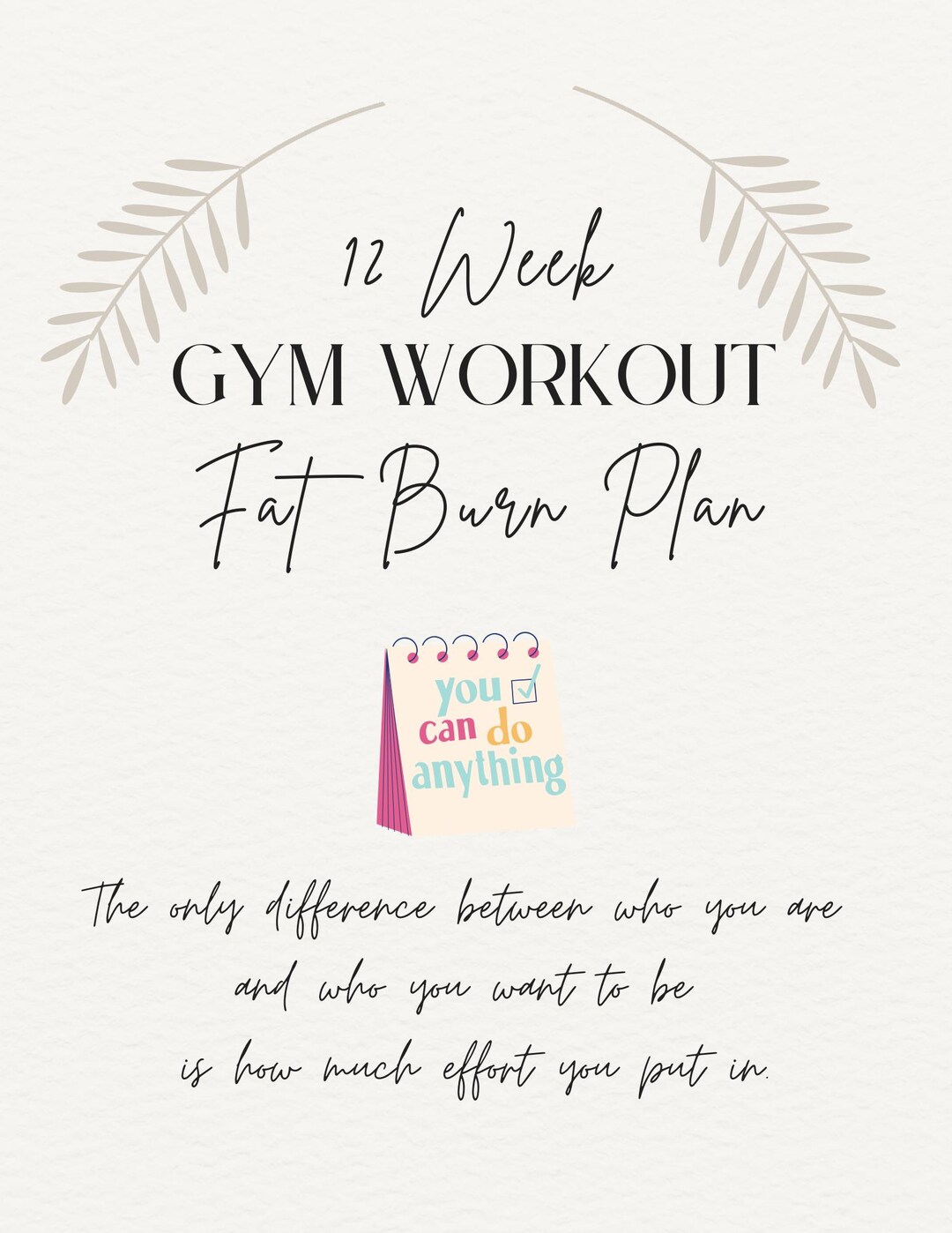 12 Week Gym Workout Fat Burn Plan - Etsy