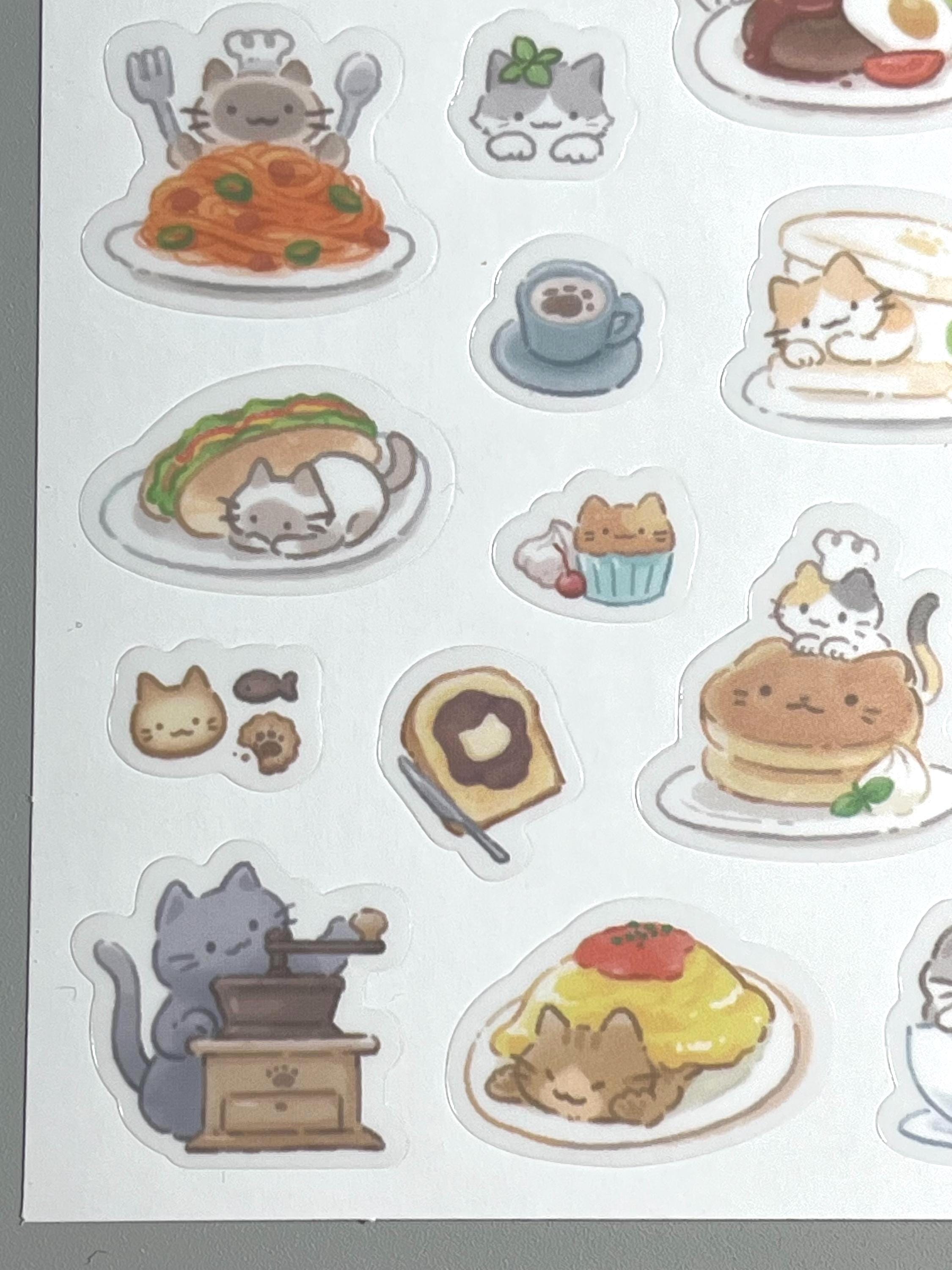 Cozy Cat Cafe Sticker Set – Cooking Cats, Cafe Scenes, Breakfast Cats ...