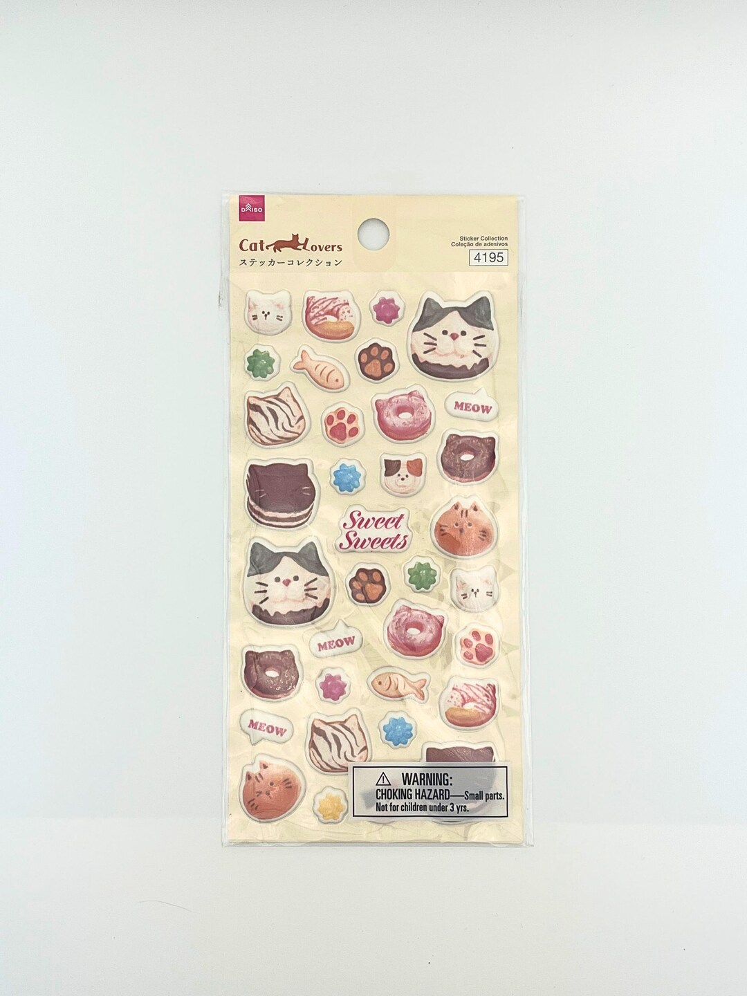 Puffy Cat Stickers / Squishy 3D Texture / Cat Cafe Stickers / Sweets ...