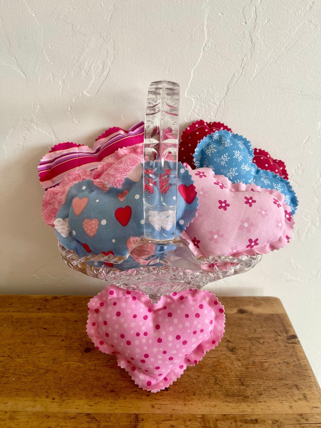 7 Puffy Fabric Heart Vase/bowl Fillers Valentines Day Decor, Stuffed ...