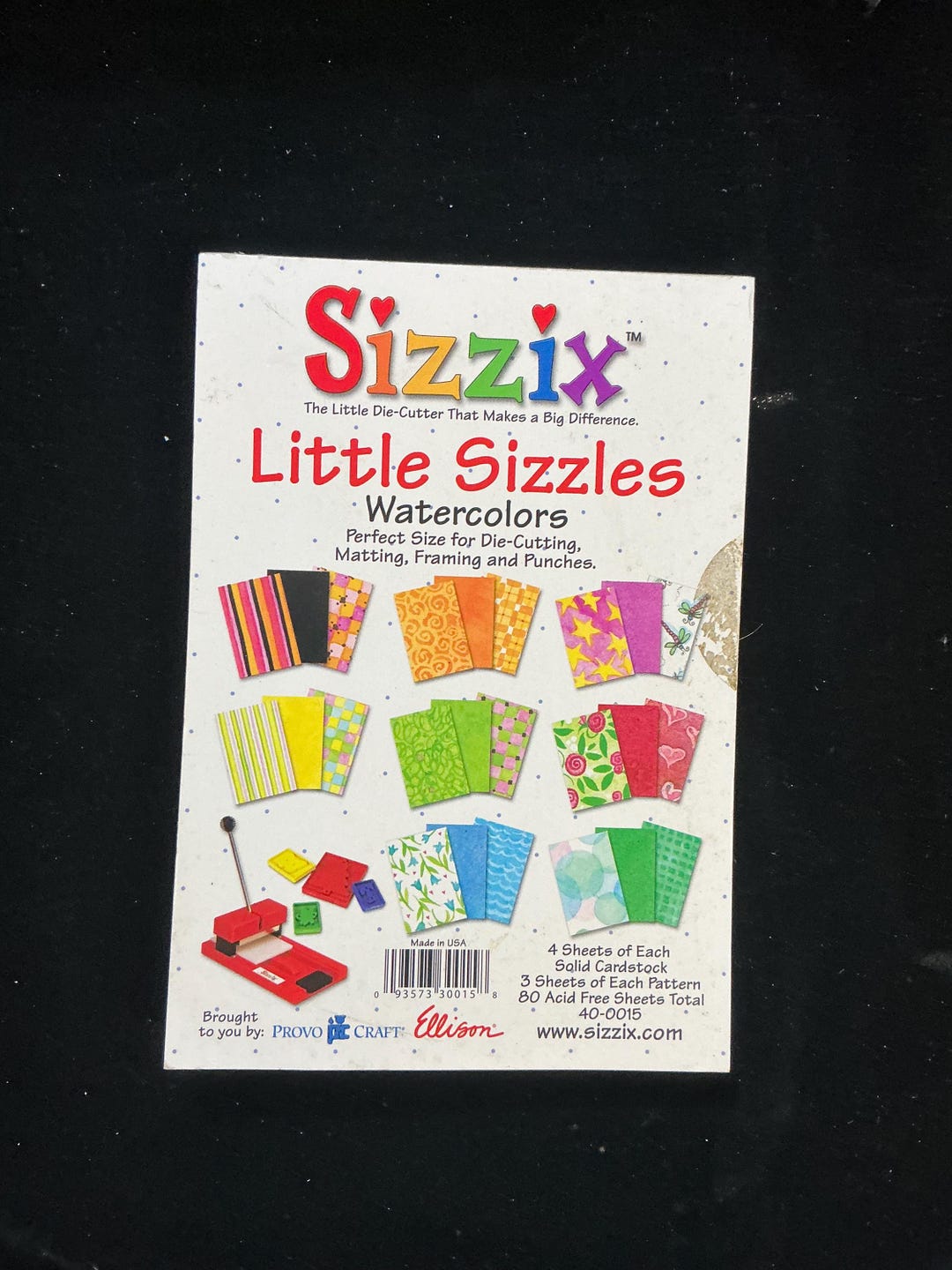 Little Sizzles Watercolors by Sizzix and Ellison. 4 Sheets of Solid ...