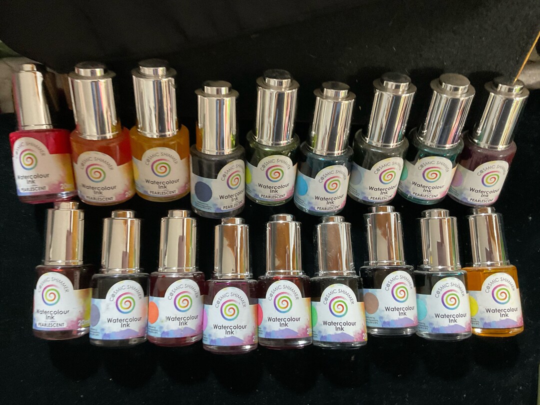 18 Cosmic Shimmer Watercolor Ink. 12 Pearlescent and 6 Regular Inks. - Etsy