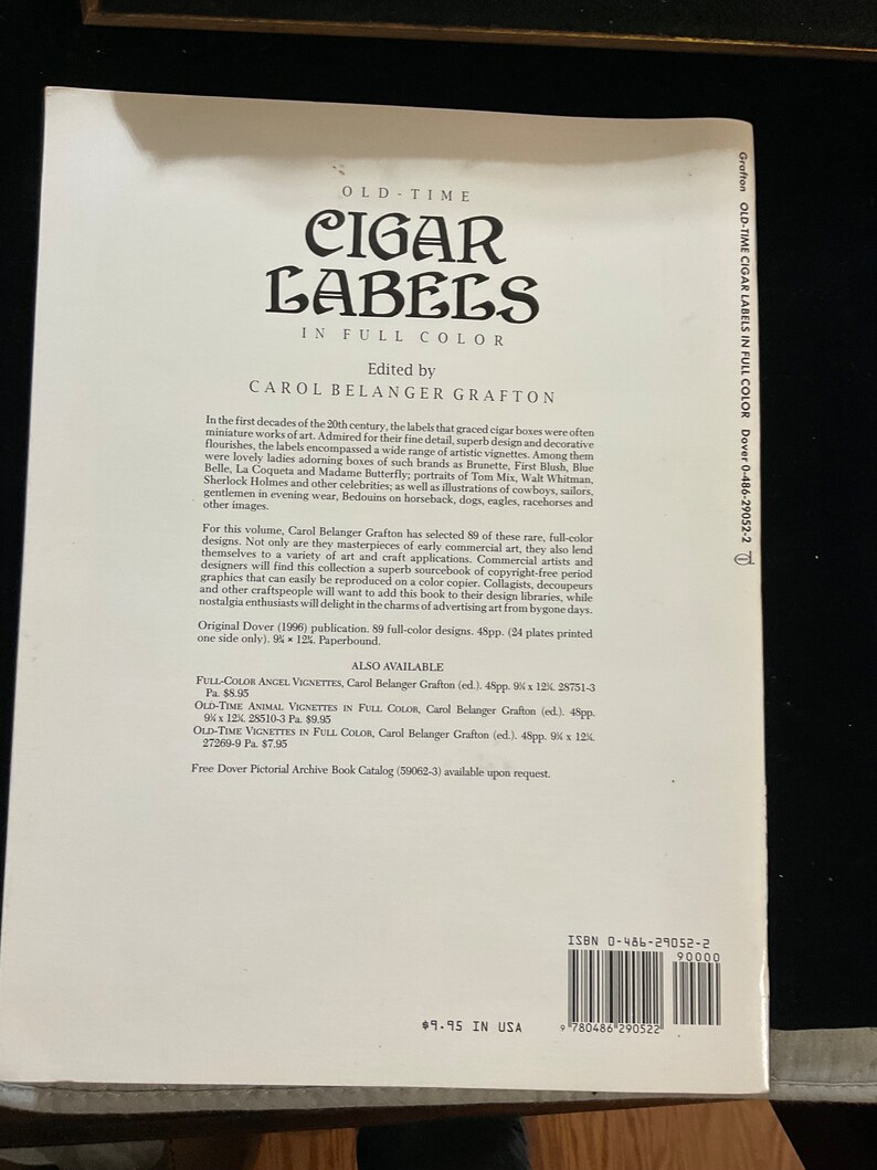 Old Time Cigar Labels in Full Color From Dover Publications Edited by ...
