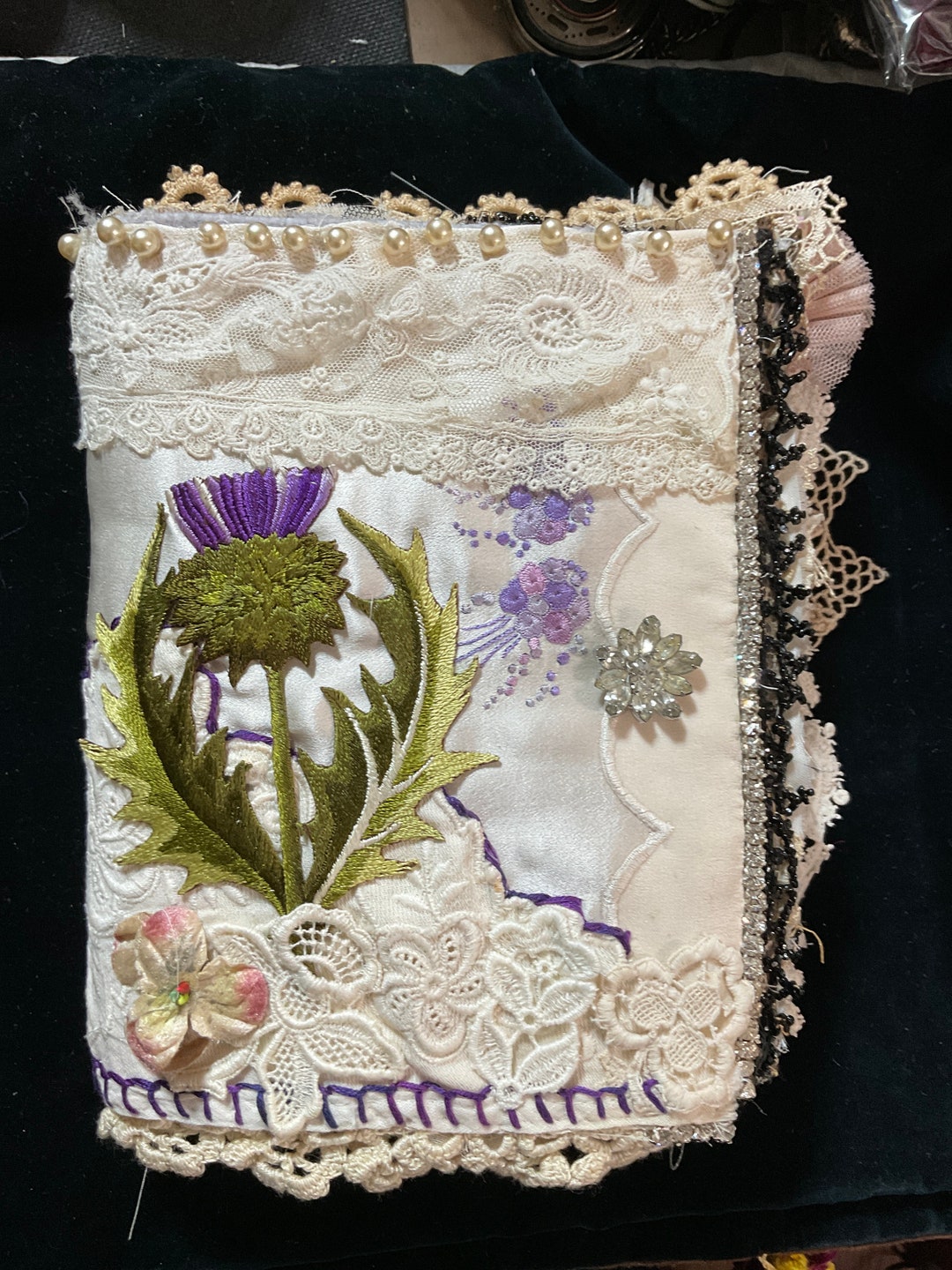 Fabric Journal, Junk Journal, Handmade With Vintage Lace and Trims ...