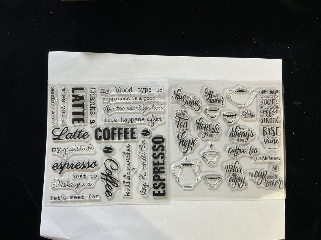 2 Sets Cling Rubber Stamps With Nice Selection of Different Coffee ...