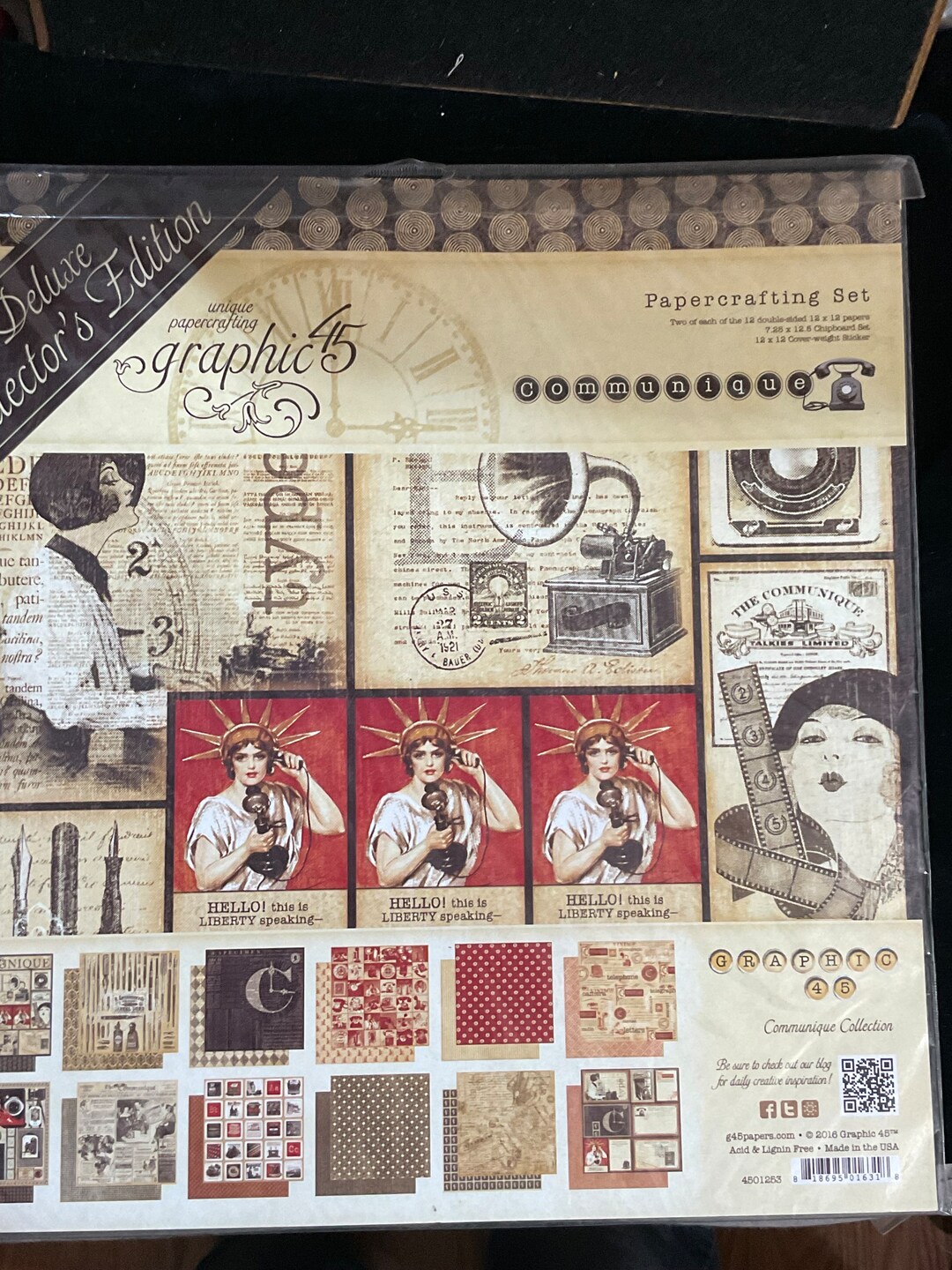 Graphic 45 Communique Deluxe Collecters Edition 12x12 Papercrafting Set ...