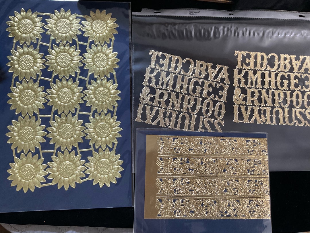 Amy’s Magic Paper Charms Embossed Gold Foil in Flowers, Alphabets and ...