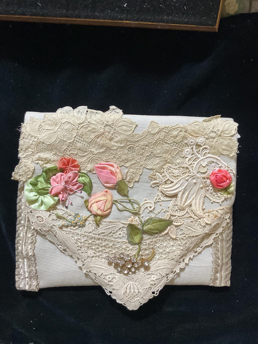 Hand Stitched Envelope Made With Vintage Tulle, Appliqués ...