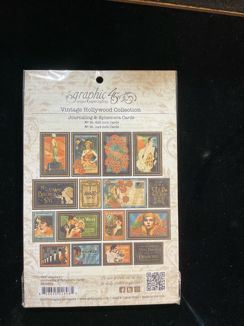 Graphic 45 Vintage Hollywood Collection Journaling and Ephemera Cards ...