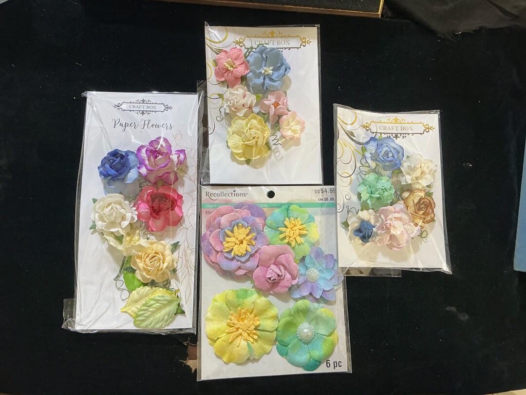 4 Packs of Paper Flowers Including 3 From Craft Box and 1 Variegated ...