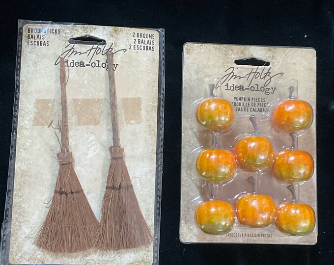 Tim Holtz Idea-ology Pumpkin Pieces TM93312 and Broomsticks TH93318 New ...