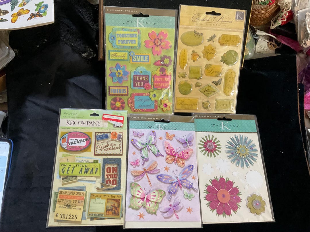 5 Packages Dimensional Stickers. Including 3 From Marcella K, 1 ...