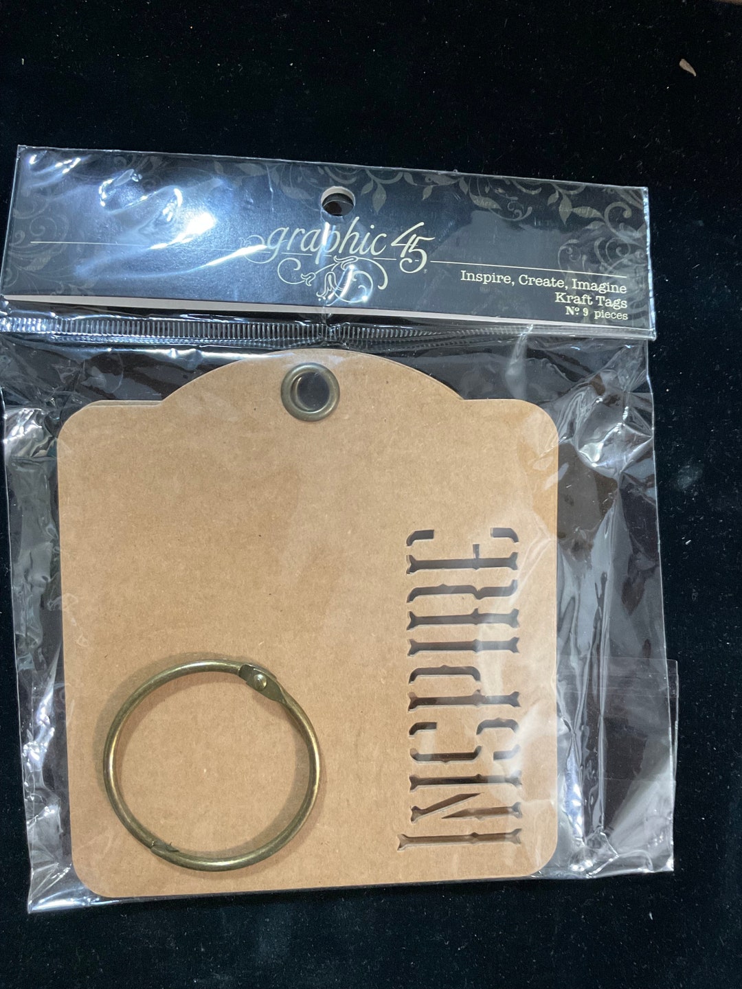 Graphic 45 Staples Inspire, Create, Imagine Kraft Tags With Ring. 9 ...