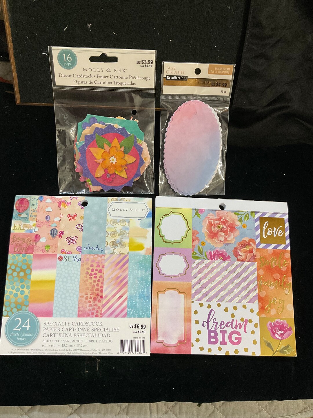 2 Packages of Tags and 2 Paper Pads 6x6. 1 Pkg of Tags Are Flowered and ...