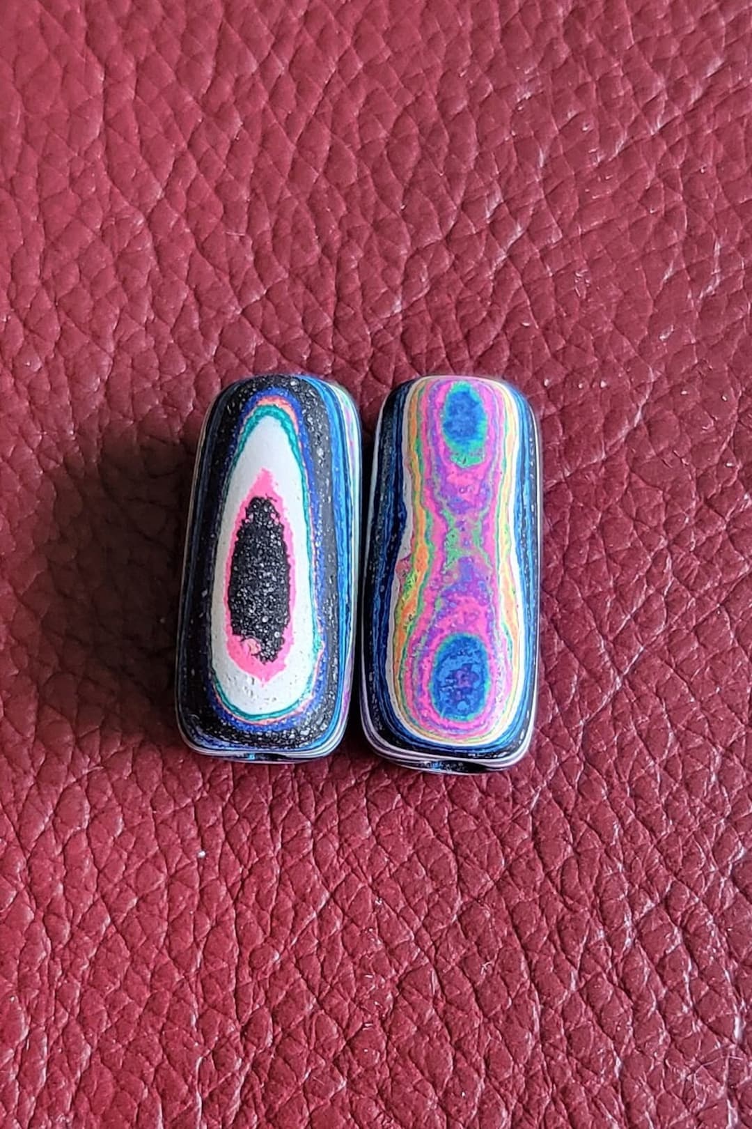 Pair (2) 𝗙𝗨𝗡𝗞𝗜𝗧𝗘 𝗕𝗲𝗮𝗱𝘀, Fordite, for Making Jewelry, Men's Jewelry ...
