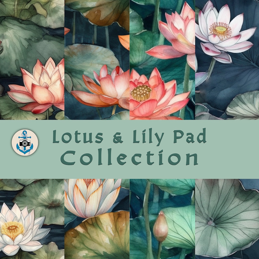 Lotus & Lily Pad Collection - Seamless Pattern - 12x12 Printable Paper ...