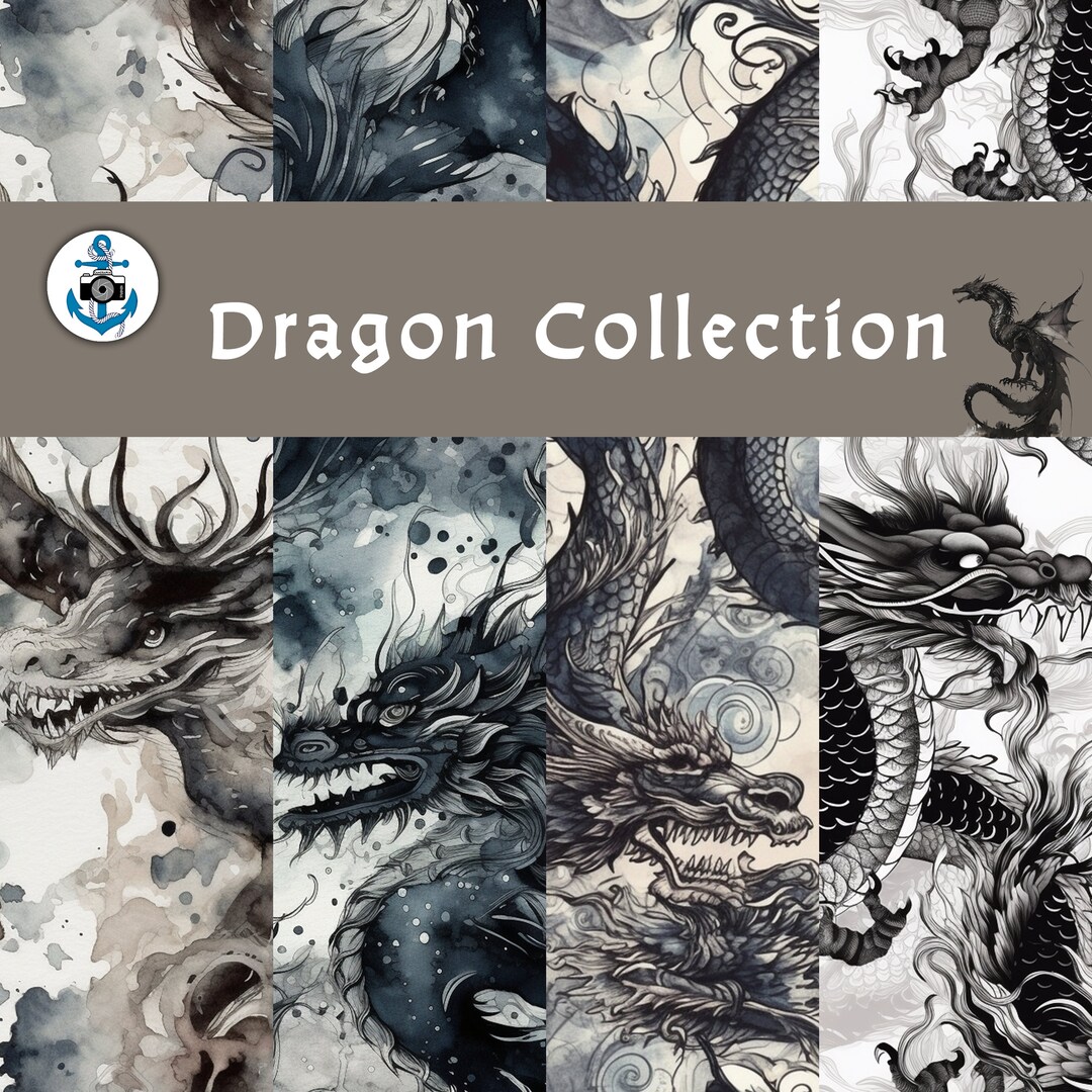 Dragon Collection - Seamless Pattern - 12x12 Printable Paper - Digital ...