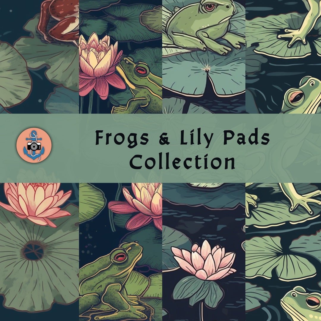 Frogs & Lily Pads Collection - Seamless Pattern - 12x12 Printable Paper ...
