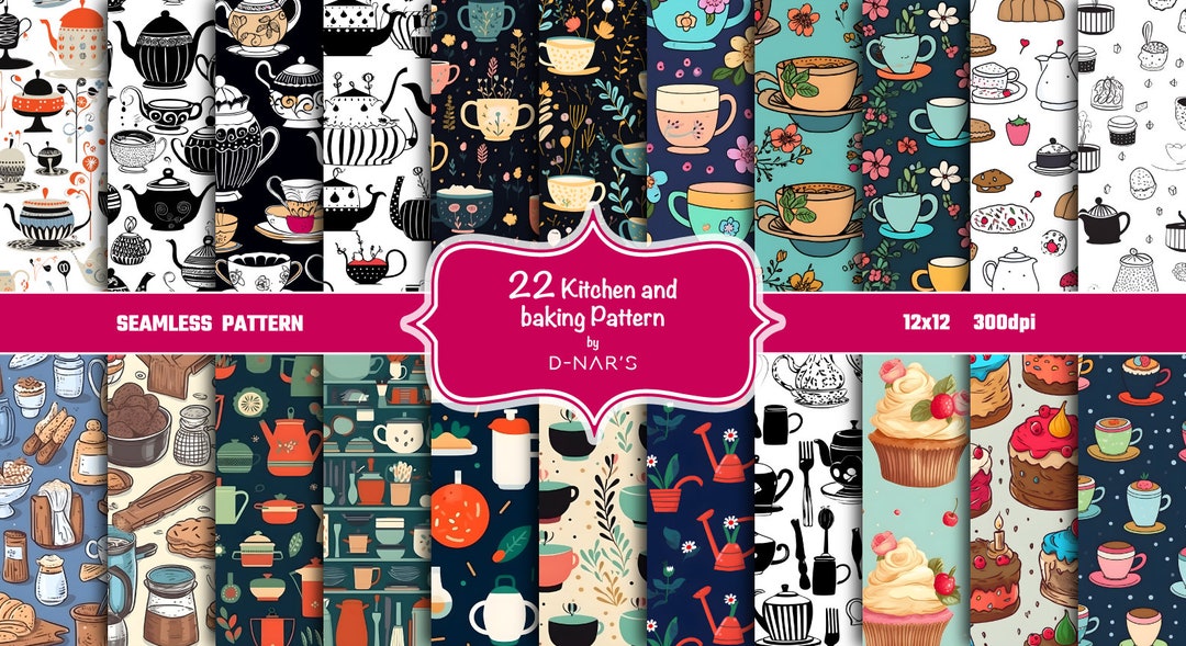 22 Kitchen and Backing Digital Papers | Seamless Patterns, Kitchen ...
