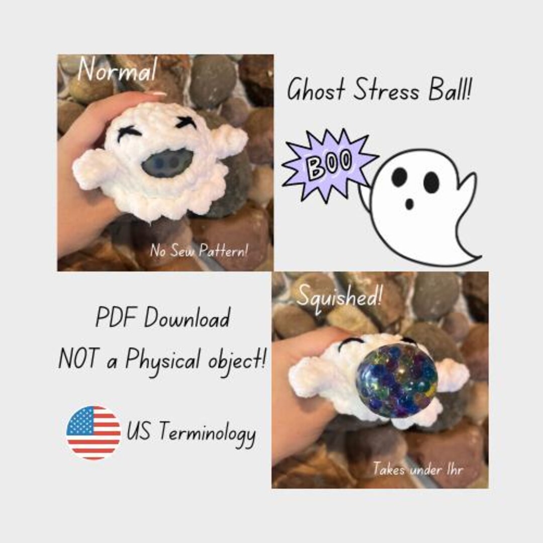 Crocheted Ghost Stress Ball PDF Pattern/ Halloween/ Toy/ Stress Relief ...