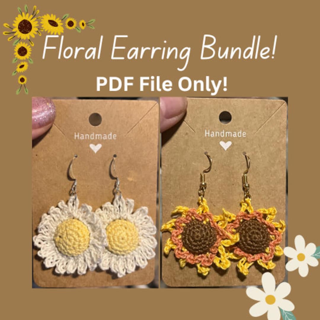Sunflower & Daisy Earrings PDF File/crocheted Sunflower Earrings/diy ...