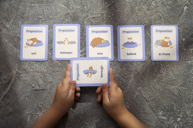 16 Prepositions Flashcards, 16 Flashcards Montessori, Prepositions ...