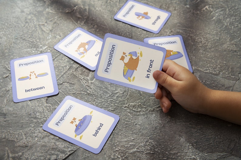 16 Prepositions Flashcards, 16 Flashcards Montessori, Prepositions ...