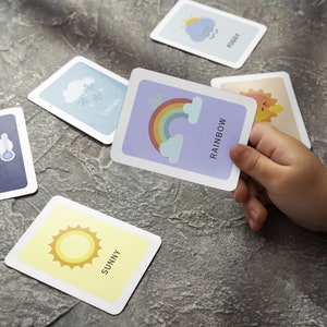 18 Weather Flashcards, 18 Flashcards Montessori, Climate,weather,sunny ...