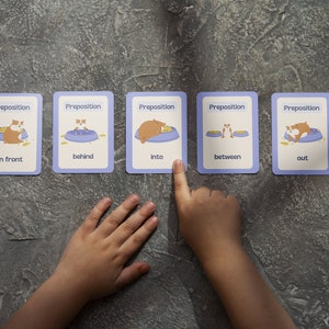 16 Prepositions Flashcards, 16 Flashcards Montessori, Prepositions ...