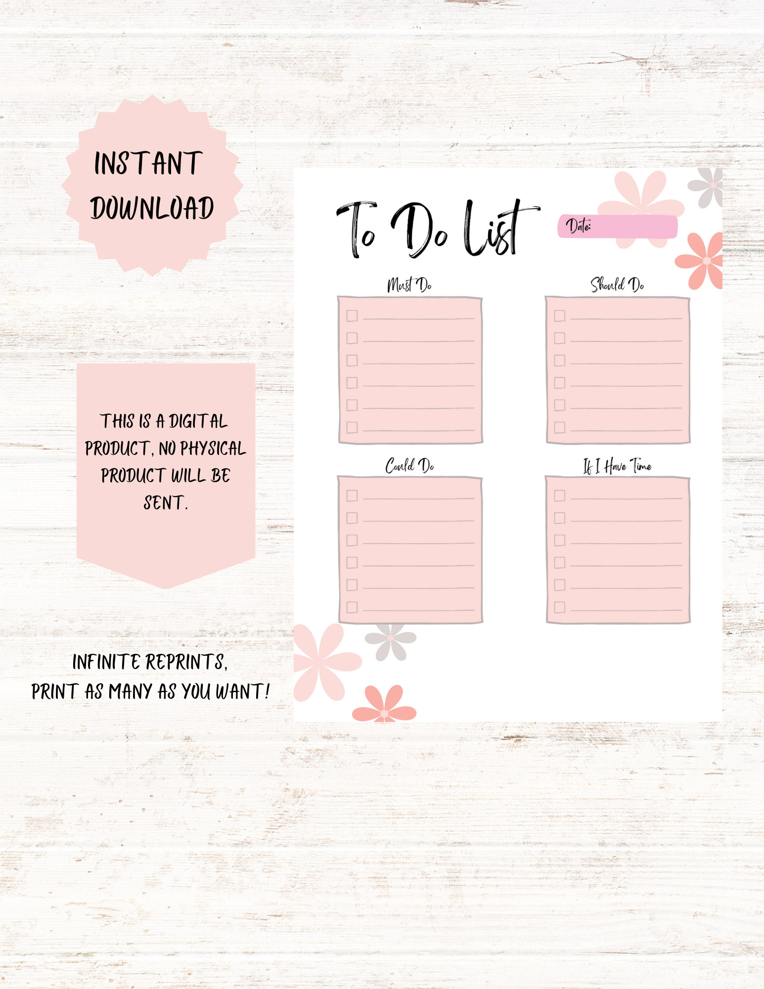 Printable to Do List, Template, Digital Download, to Do List - Etsy