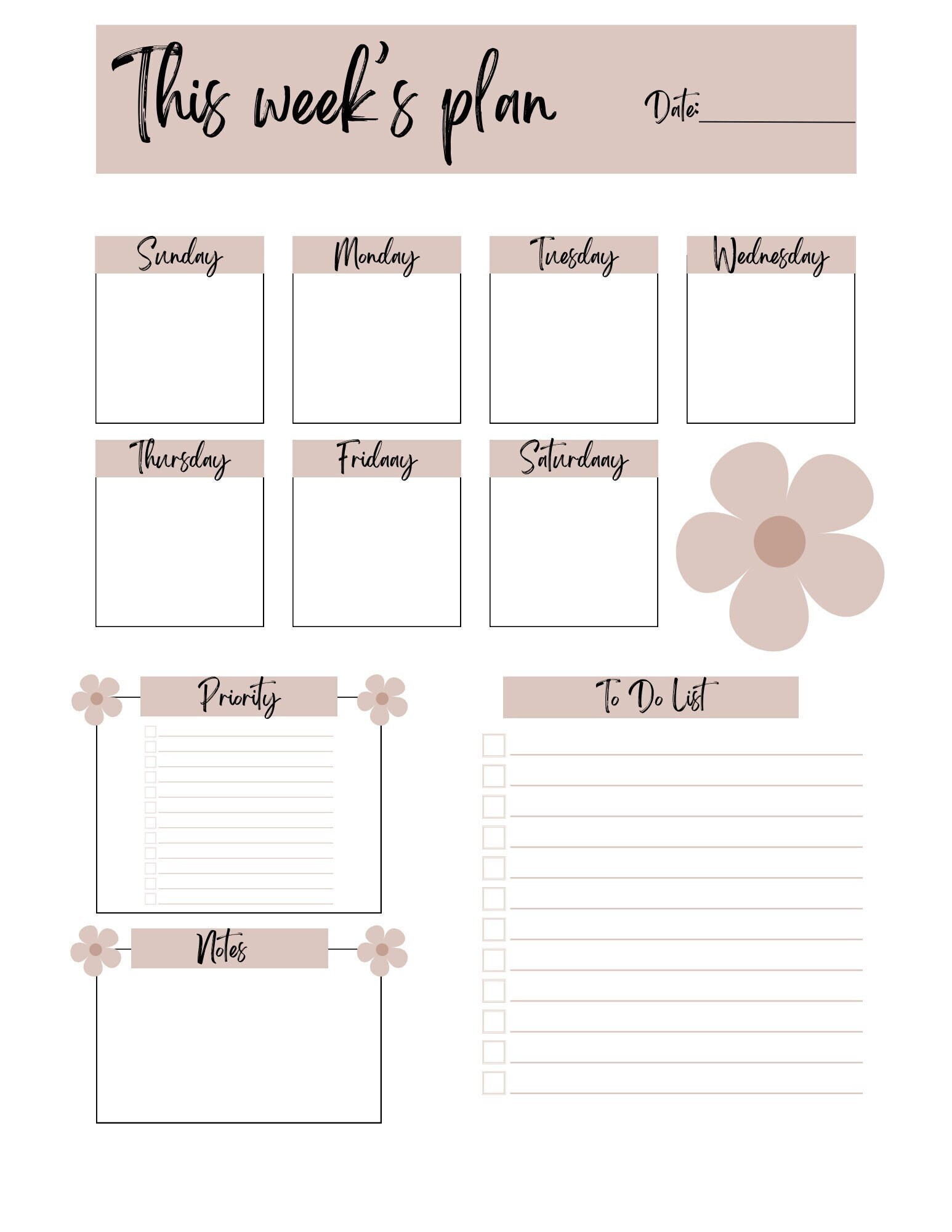 Printable This Week’s Plan, Template, Digital Download, Planner ...