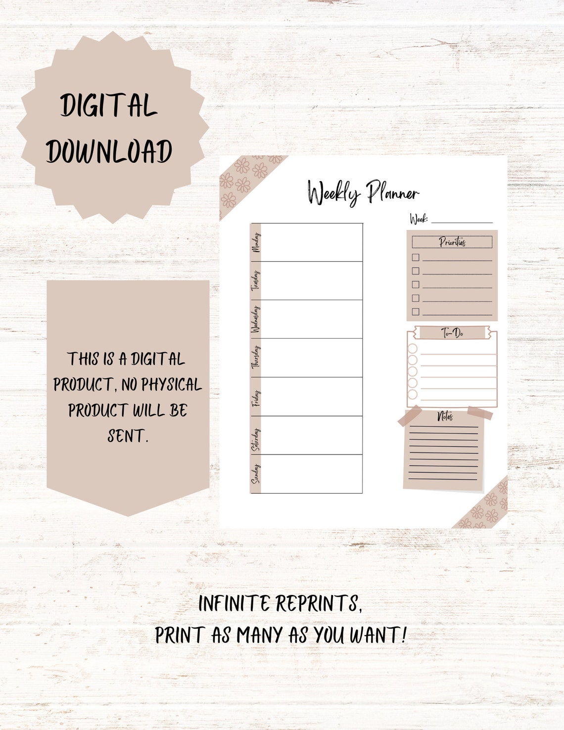 Printable Weekly Planner, Template, Digital Download, Organization - Etsy