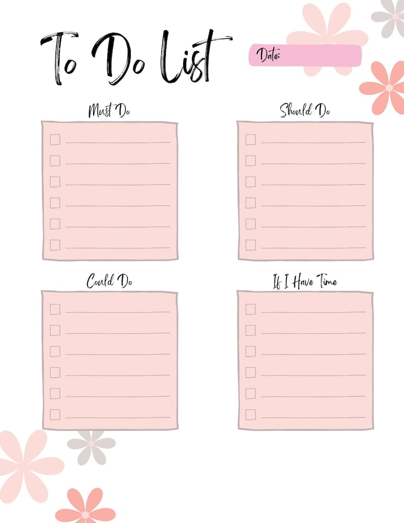 Printable to Do List, Template, Digital Download, to Do List - Etsy