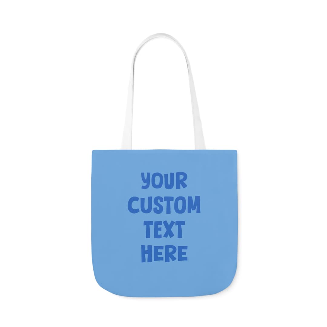 Your Custom Text Blue Canvas Tote Bag, 5-color Straps, Great Gift for ...