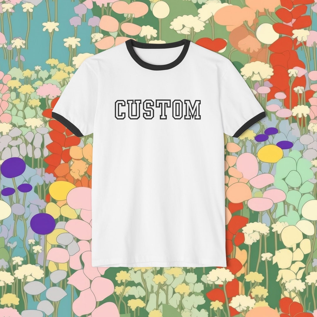 Custom Varsity Ringer Tee: Personalized Retro Sports Font Shirt - Etsy