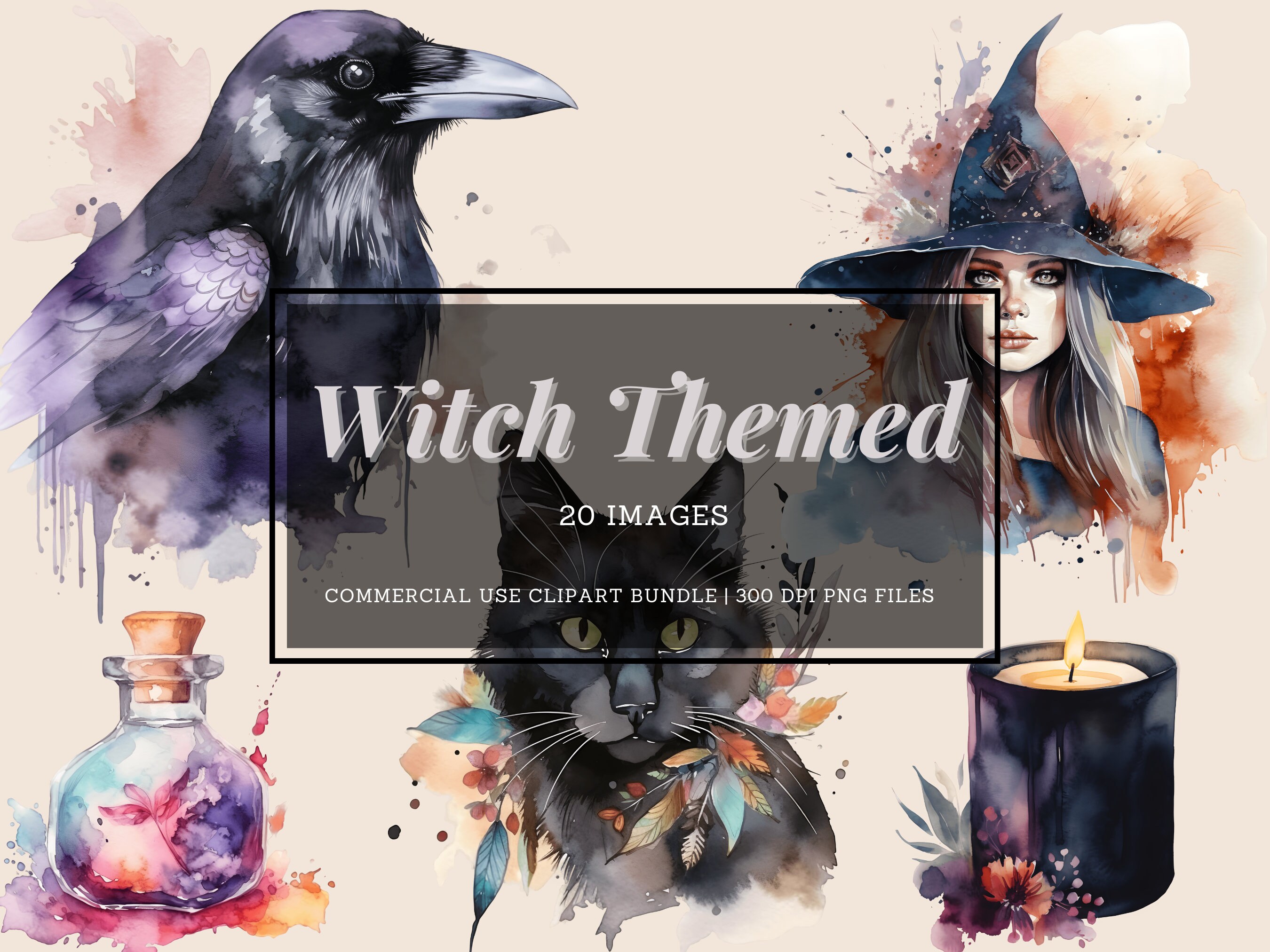 Witch Themed Clipart Bundle, PNG Bundle, Witchcraft PNG, Witch Art ...